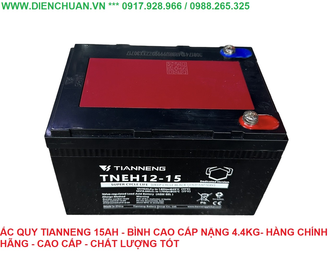 Ắc quy xe đạp điện Tianneng 12V 15Ah- Ắc quy Thiên Năng TNEH12-15 (12V 15Ah)