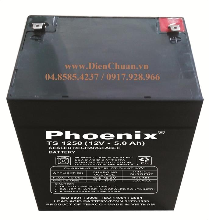 Ắc quy Phoenix 12V 5Ah TS1250, Bình ắc quy khô Phoenix TS1250 12V-5Ah, ắc quy khô Phoenix dùng ...