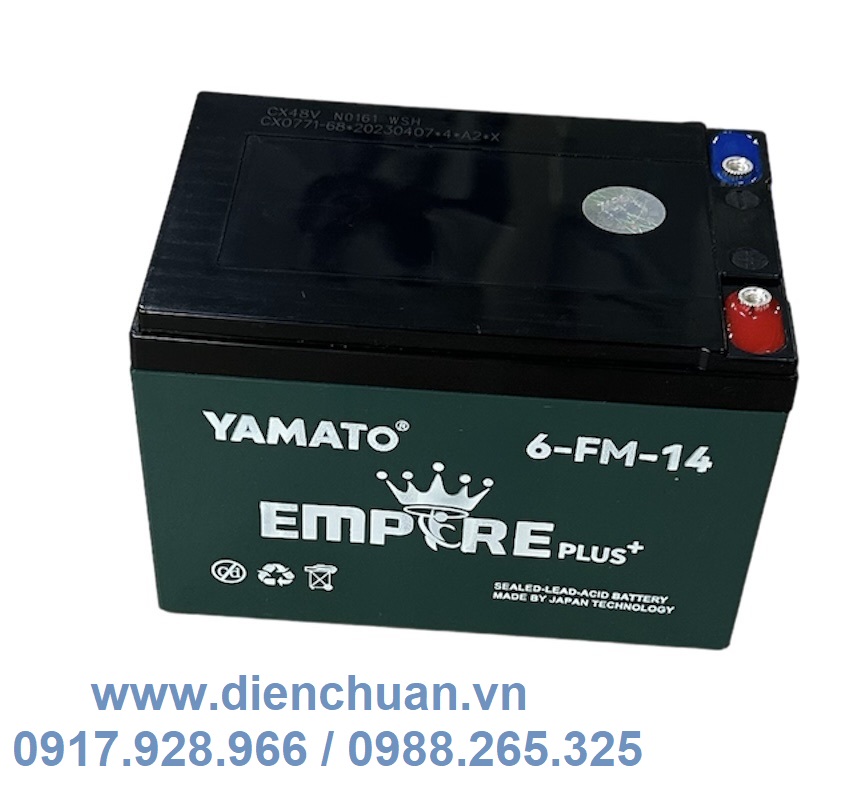 Bình ắc quy xe đạp điện 12V-14Ah YAMATO EMPIRE PLUS 6-FM-14