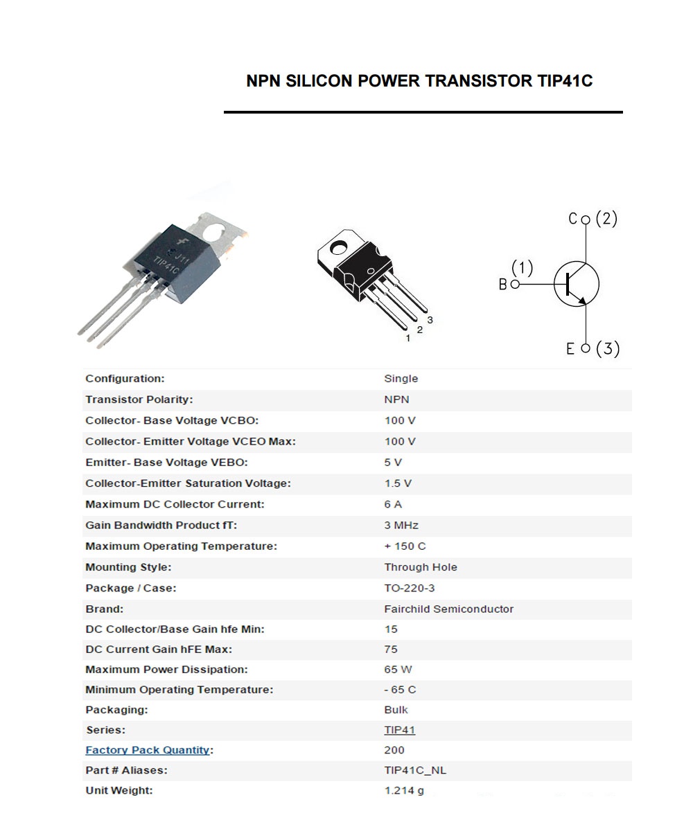 TIP41C Transistor Pinout, Features, Datasheet Applications, 43% OFF TIP41C Transistor Pinout, Features, Datasheet Applications, 43% OFF