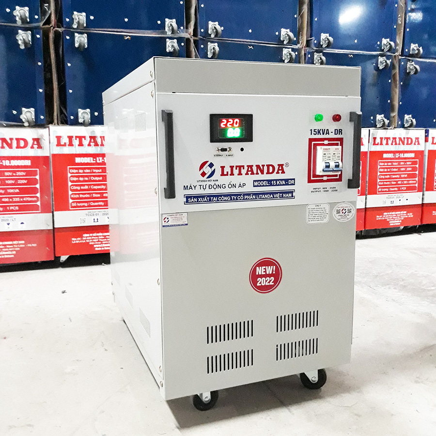 Ổn Áp 15KVA 1 Pha DRI-15000II Litanda New 2022 Đồng Hồ Điện Tử Led