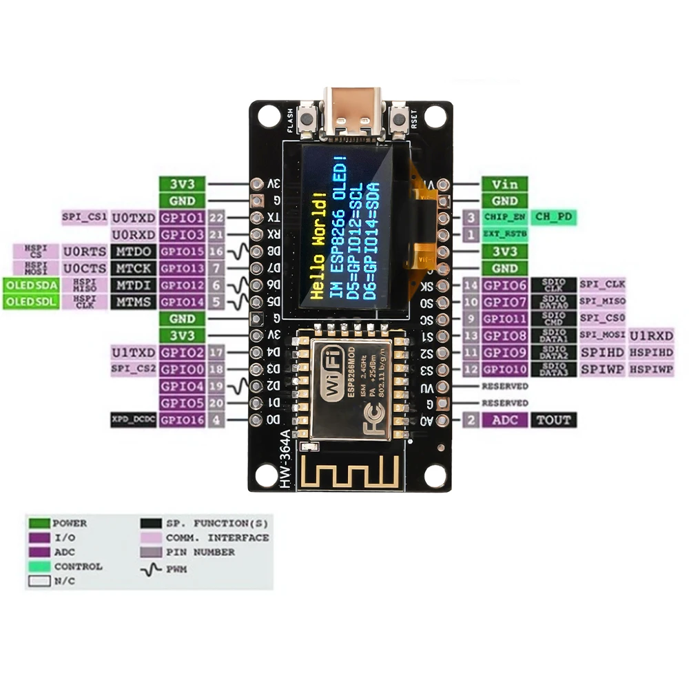 Mạch NODEMCU WIFI ESP8266 OLED NODEMCU 0.96 inch Linh Kiện 888