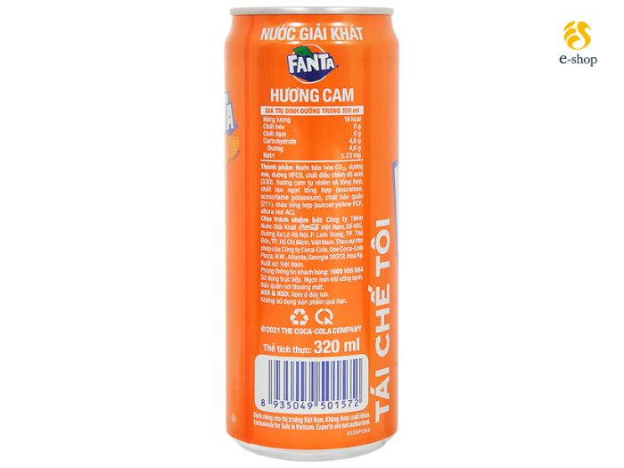 Nước Ngọt Fanta Hương Cam 320ml - Thùng 12 Lon