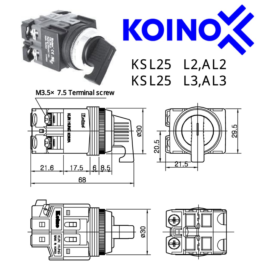 Nút nhấn KSL25L3 _ Koino