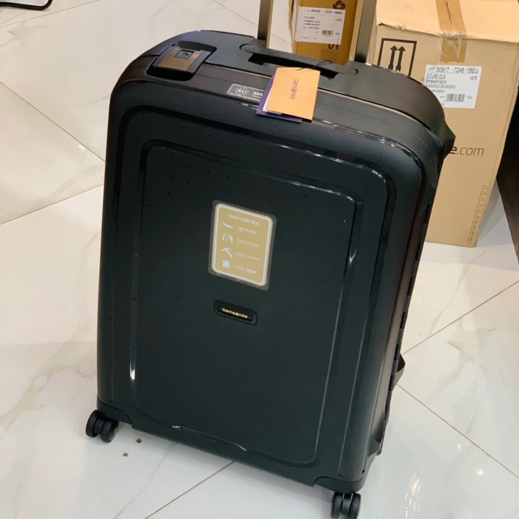 Vali Samsonite S'Cure DLX Spinner 69/25 Black/Gold Deluscious Size M ...