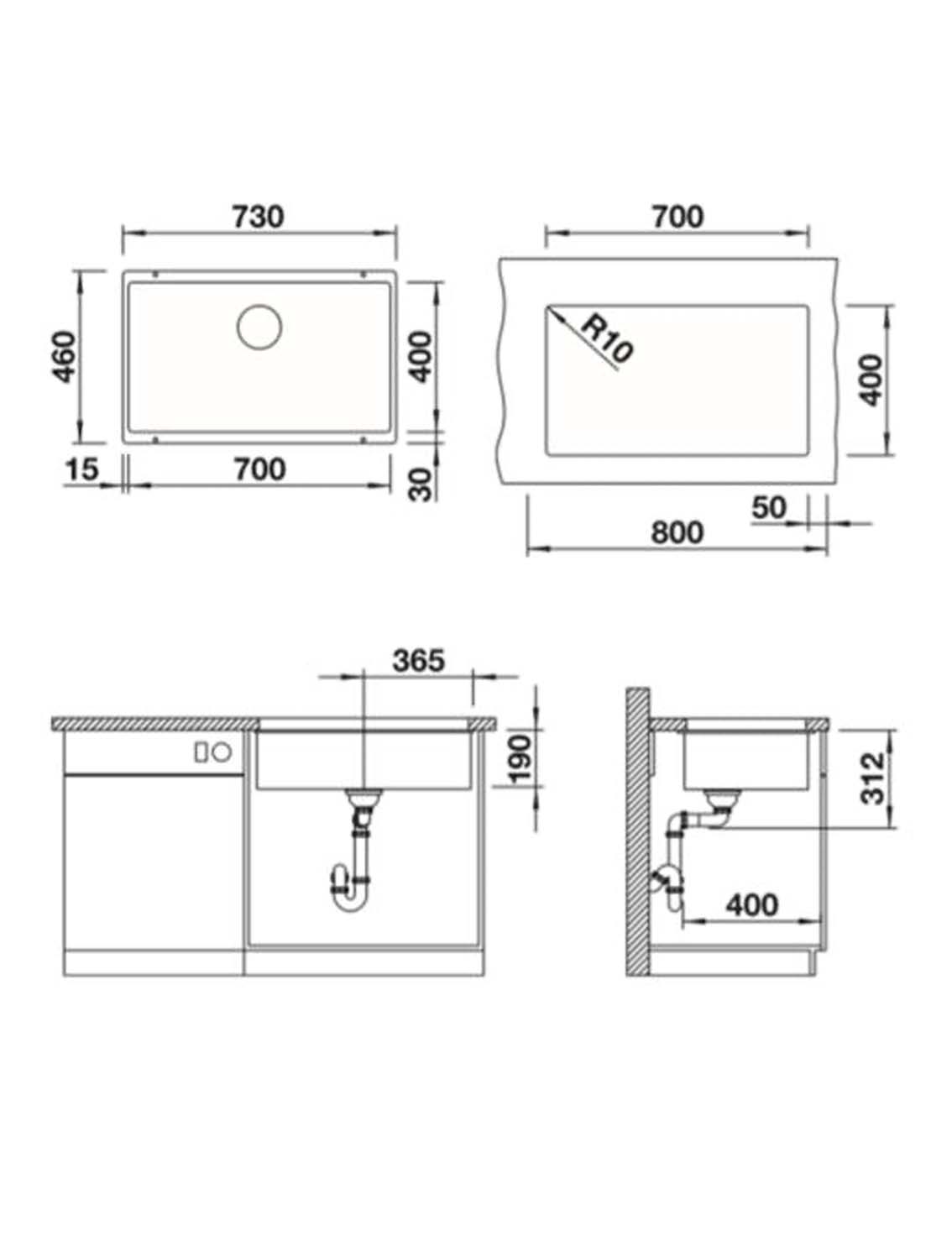 Chậu đá âm 1 hố Blanco Subline 700-U 523449 màu Tartufo Shop Hàng Đức
