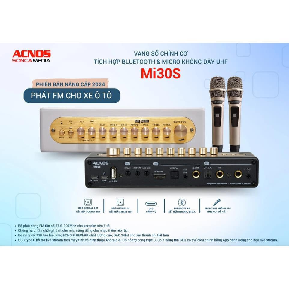VANG SỐ CHỈNH CƠ TÍCH HỢP BLUETOOTH & MICR0 KHÔNG DÂY UHF Mi30S ver2024 ...