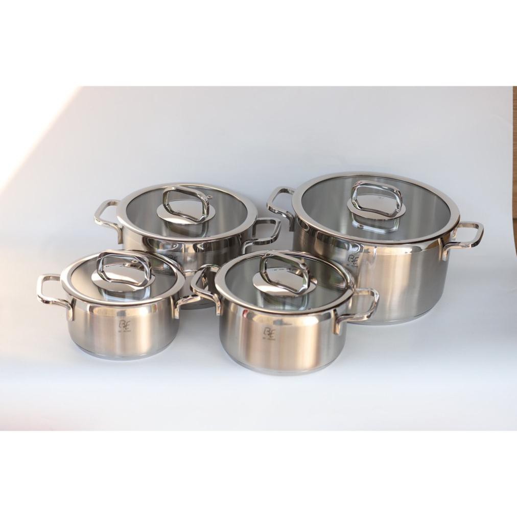 Bộ nồi inox 304 BeHome - 4 chiếc vung kính, Hàng Việt Nam xuất khẩu Hàn ...