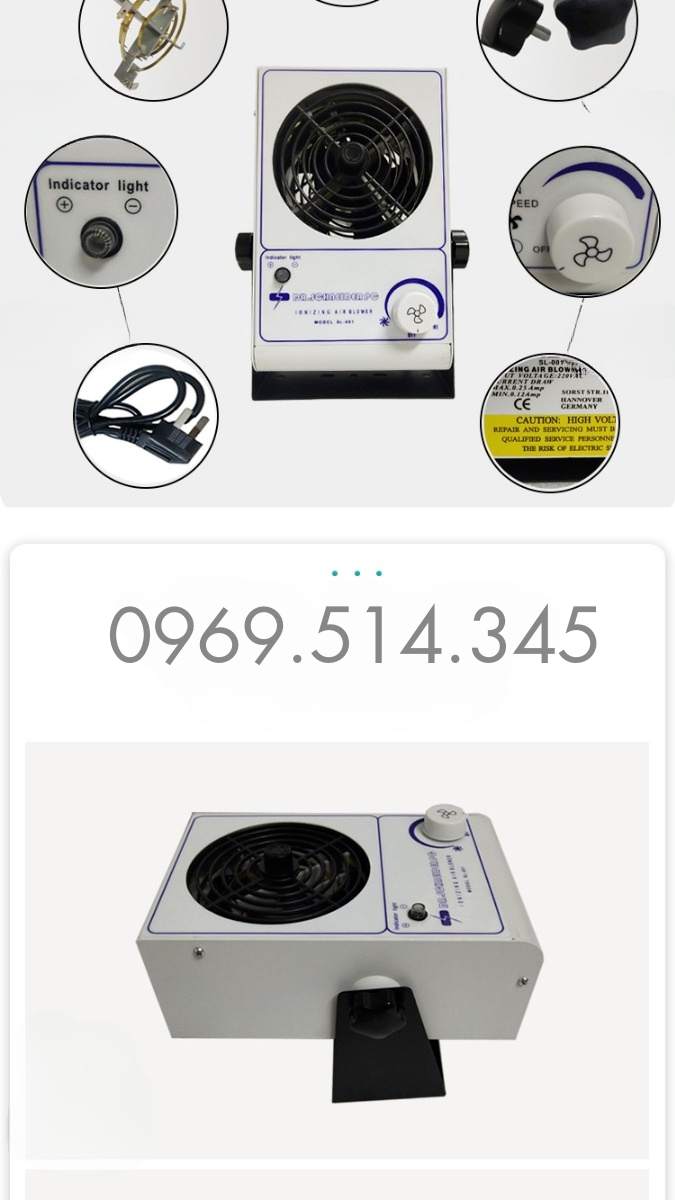 Quạt ion khử tĩnh điện Dr. Schneider PC SL-001 | Quạt thổi ion SL-001 PHÒNG SẠCH ĐẠI BÀNG