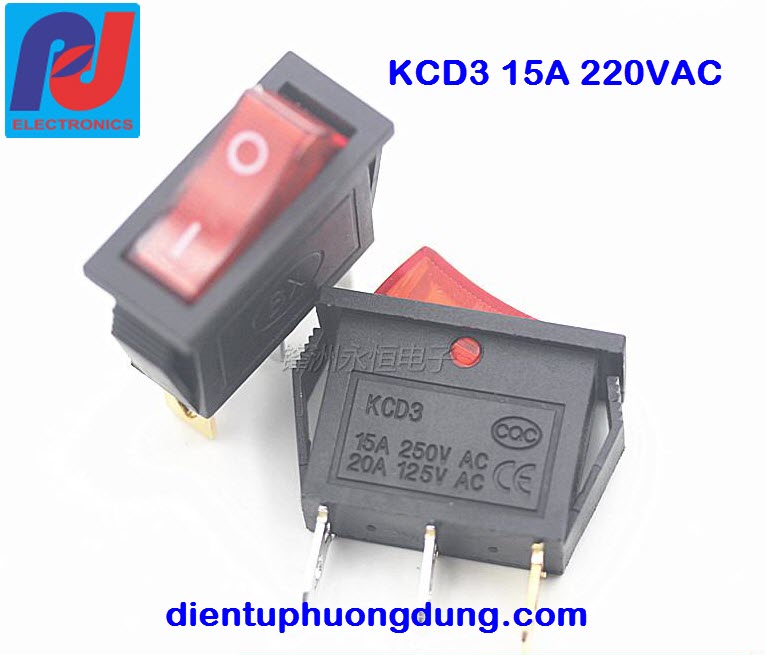 Công tắc nguồn KCD3 15A/220VAC | Điện tử Phương Dũng
