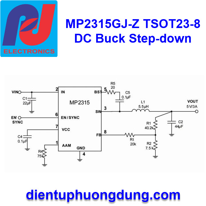 IC hạ áp MP2315GJ-Z TSOT23-8 | Điện tử Phương Dũng