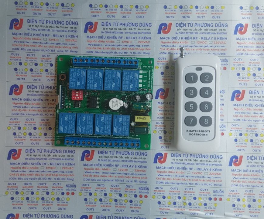 Mạch điều khiển RF 8 Kênh - Học lệnh | Điện tử Phương Dũng