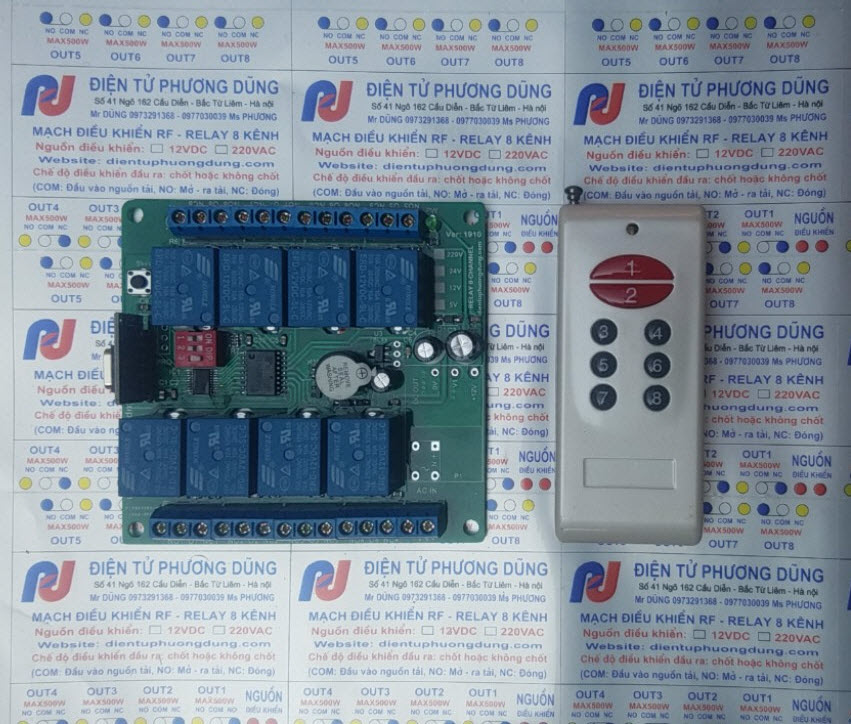 Mạch điều khiển RF 8 Kênh - Học lệnh | Điện tử Phương Dũng