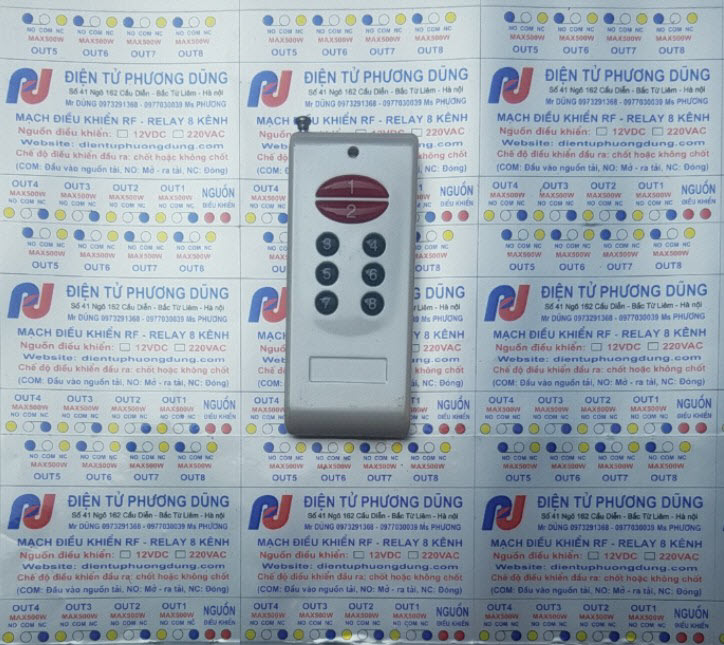 Mạch điều khiển RF 8 Kênh - Học lệnh | Điện tử Phương Dũng