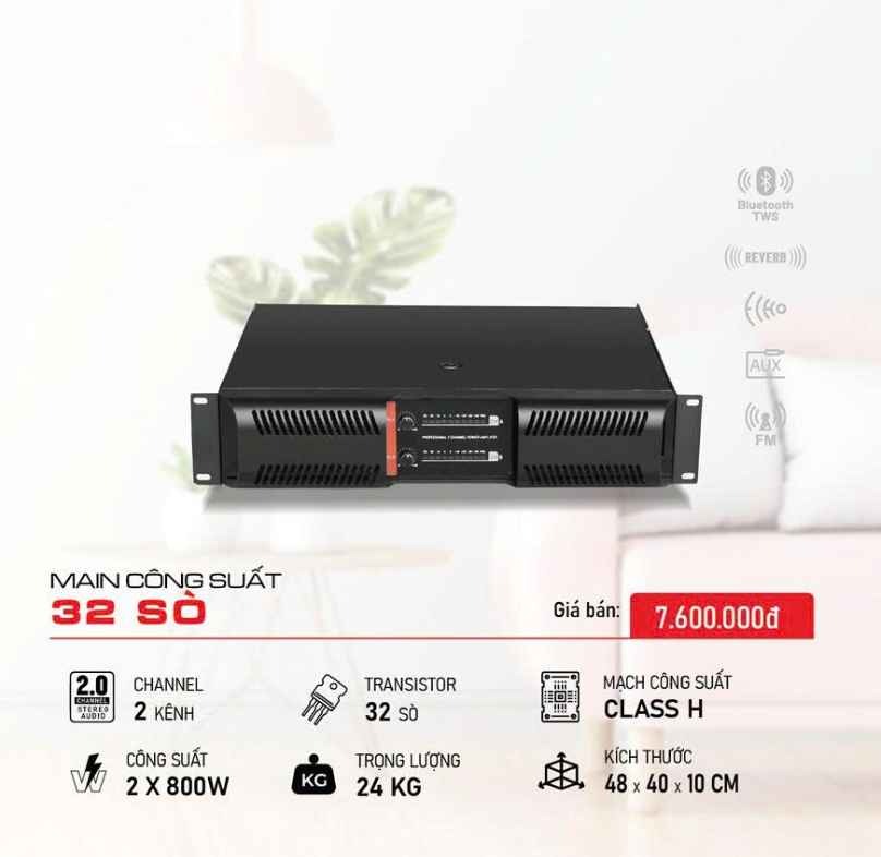 Cục đẩy Công Suất 32 Sò – Mạch Class H – Công Suất 2 x 800W | Vinakara.com