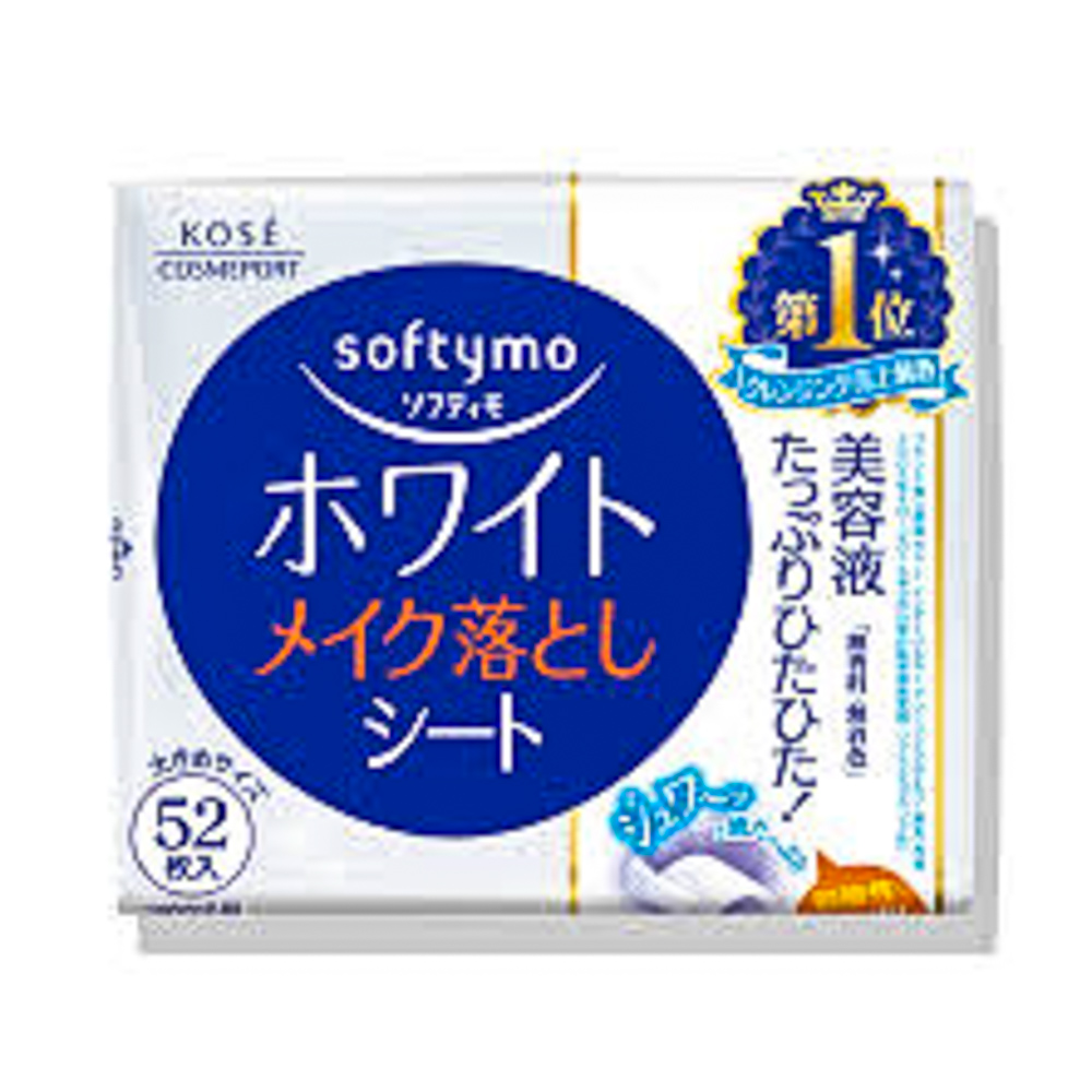 Khăn Ướt Tẩy Trang Dưỡng Trắng Da Softymo Kosé Nhật Bản (Gói Refill 52 Miếng) - Hàng Nhật nội địa