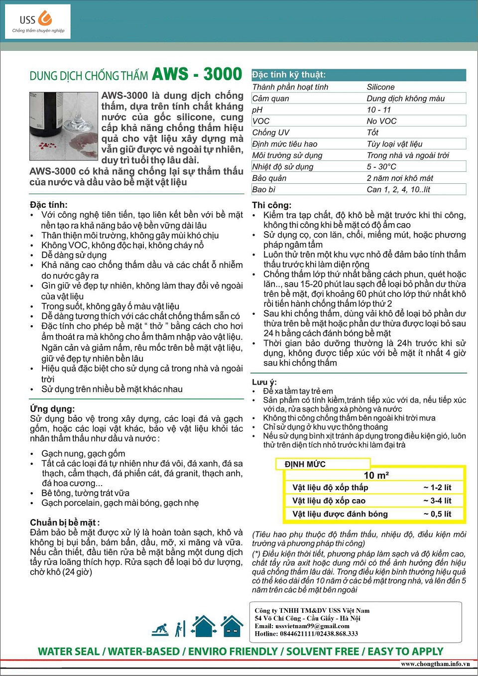 AWS - 3000 Chất chống Thấm Đá Chất Lượng Cao | vatlieuchongthamuss