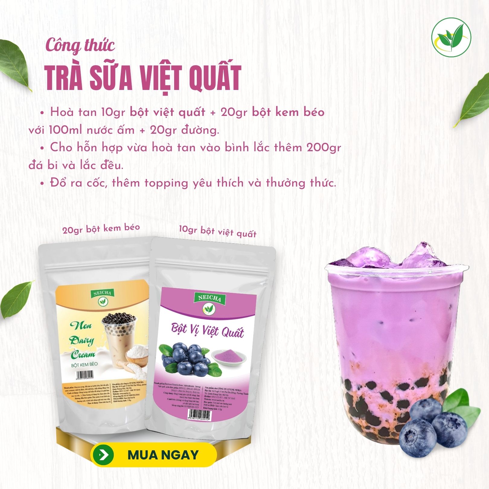 Bỏ Túi 2 Công Thức Pha Chế Trà Sữa Việt Quất Ngon Ngất Ngây Neicha Nguyên Liệu Pha Chế đồ Uống