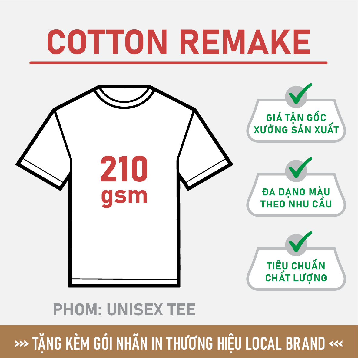 GIA CÔNG PHÔI ÁO THUN [COTTON REMAKE] PHOM UNISEX TEE_MÀU THEO YÊU CẦU
