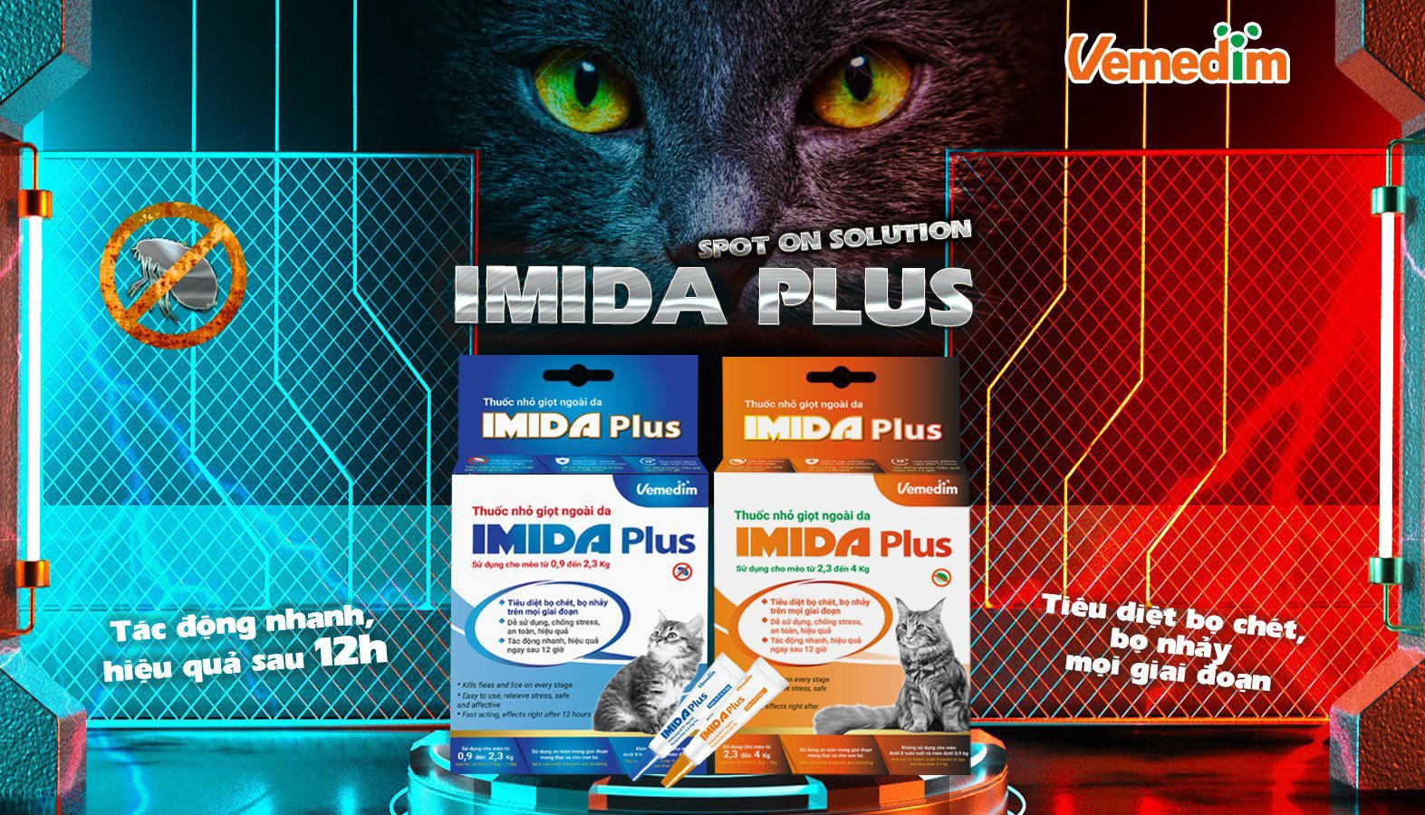 IMIDA Plus nhỏ gáy phòng trị bọ chét, bọ nhảy cho mèo