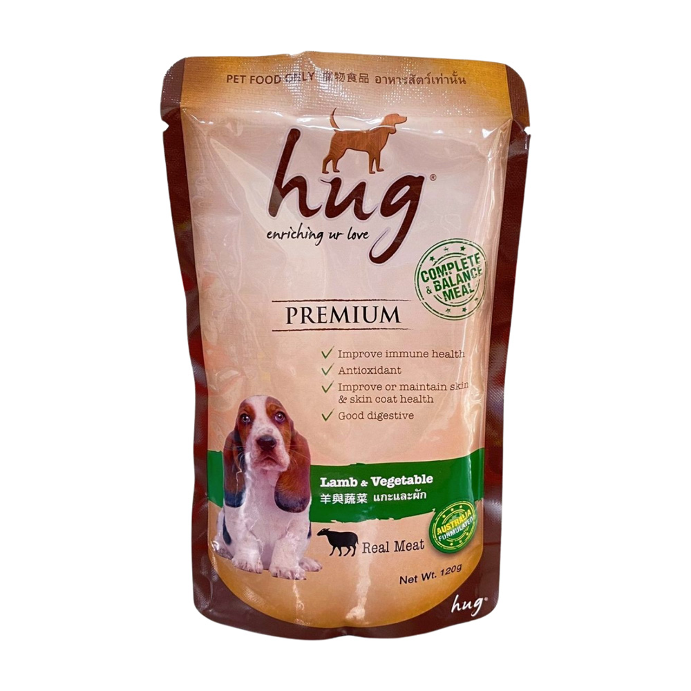 Pate Hug gói 120g Lamb and vegetable vị cừu và rau cho chó