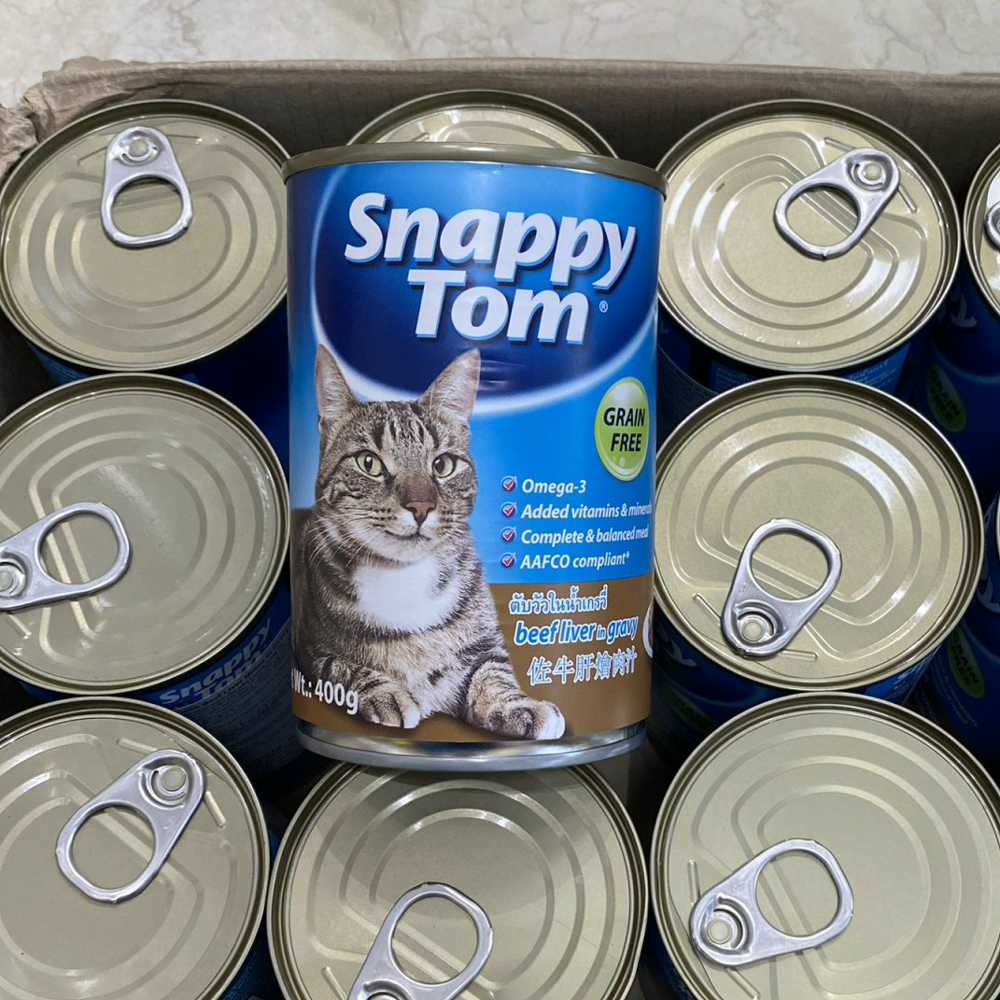 Pate lon 400g Snappy Tom with Beef Liver Mince in Gravy vị thịt bò cho mèo