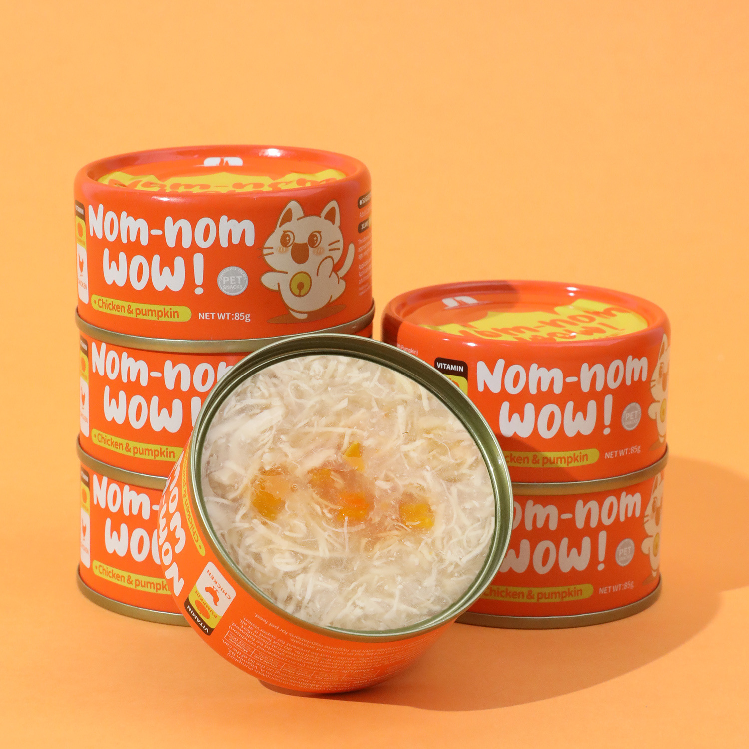 Pate lon WOW 85g cho mèo vị thịt gà và bí ngô
