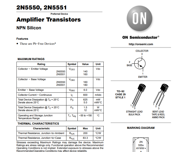 Transistor DIP 2N5551 NPN 160V/600mA TO92 - X4H5 | Công ty cổ phần Linh ...