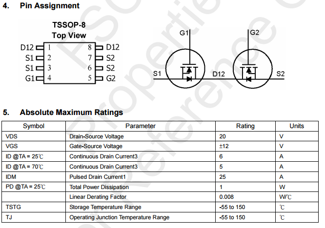 Mosfet kép kênh N FS8205 - F8H1 | Công ty cổ phần Linh Kiện Việt Nam