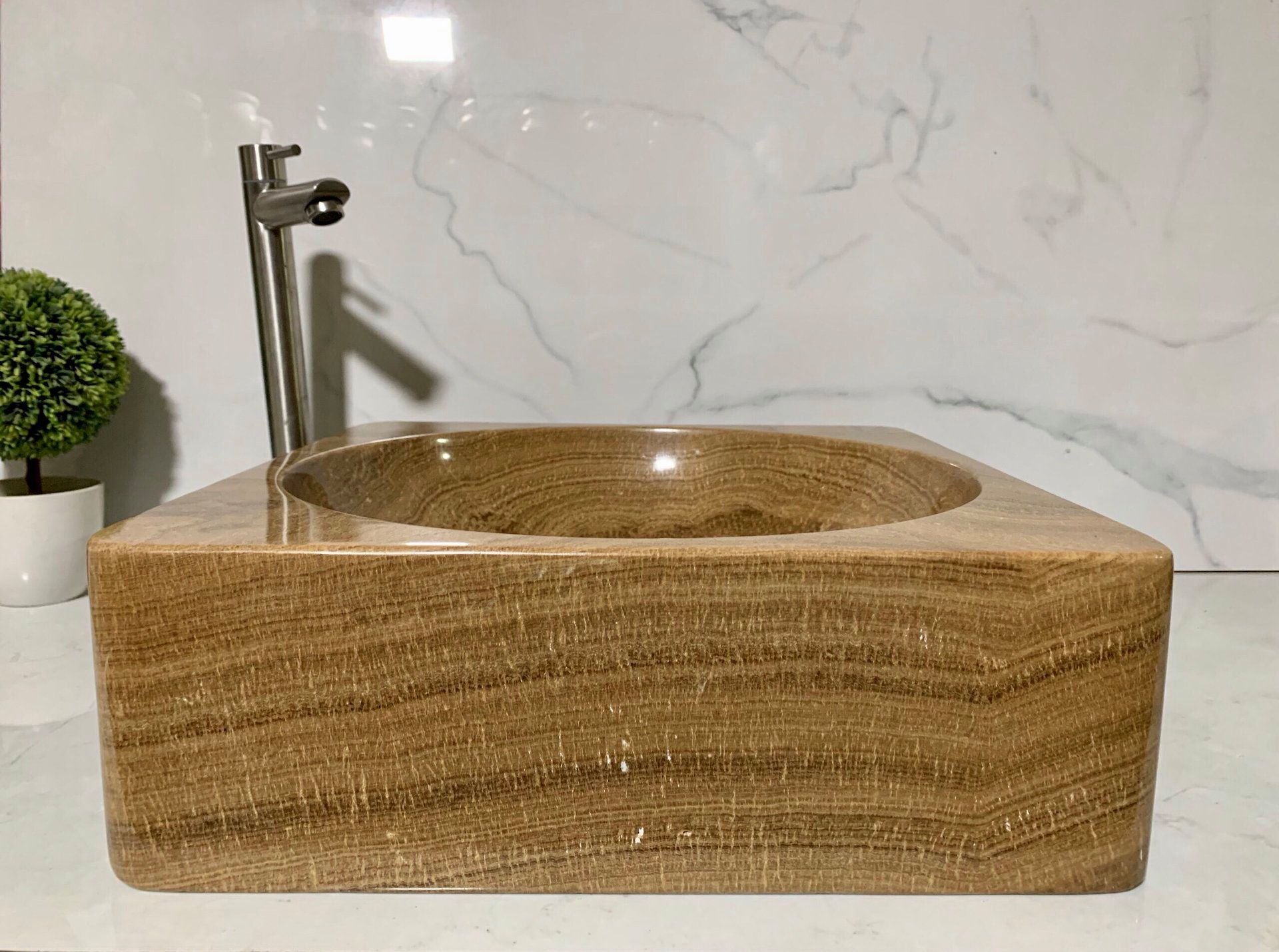 NATURAL STONE BATHROOM BASIN - WOODEN YELLOW - BST59 VIETNAM STONE ...