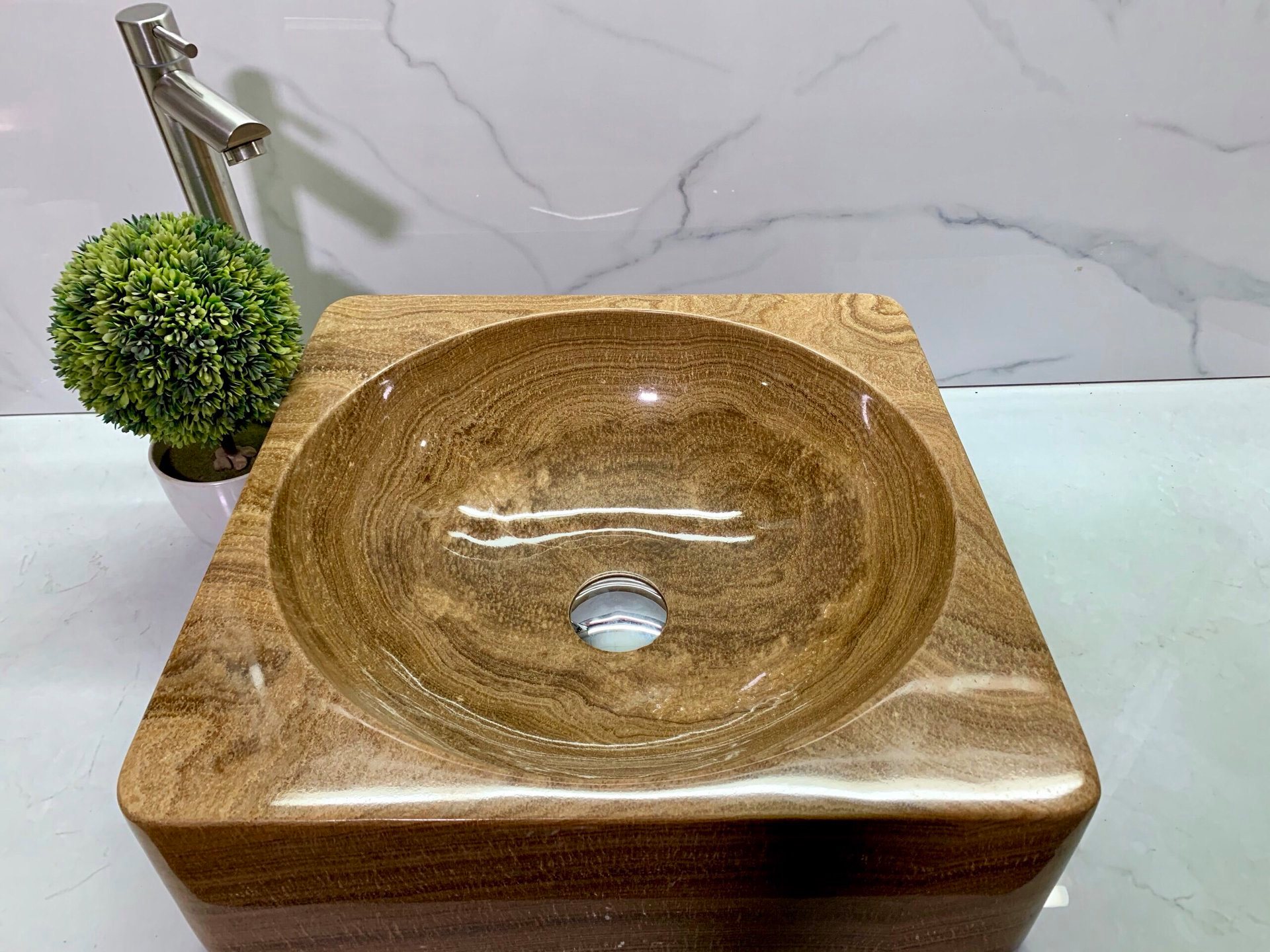 NATURAL STONE BATHROOM BASIN - WOODEN YELLOW - BST59 VIETNAM STONE ...