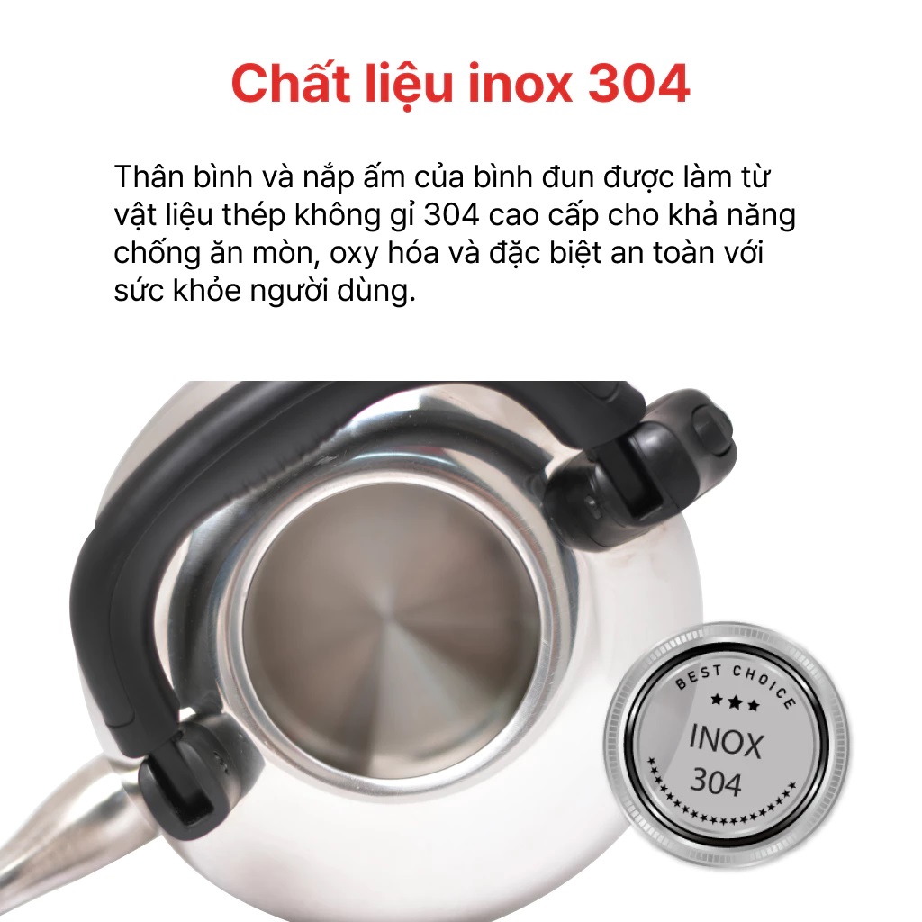 ẤM ĐIỆN ĐUN NƯỚC SIÊU TỐC HAPPY COOK INOX 304 DUNG TÍCH 4.2L | Gia dụng Hàn Quốc