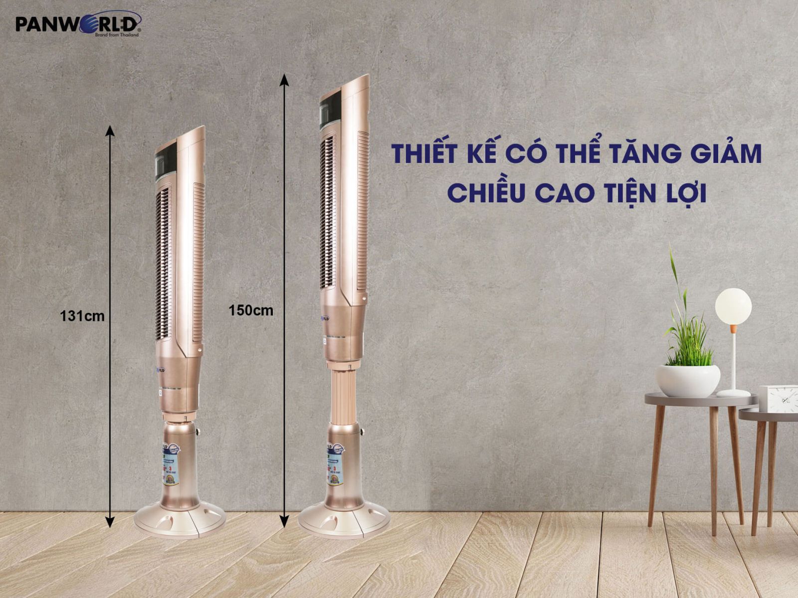 QUẠT THÁP PANWORLD PW-069H tạo ion - xoay 360" - tăng giảm chiều cao | Gia dụng Hàn Quốc
