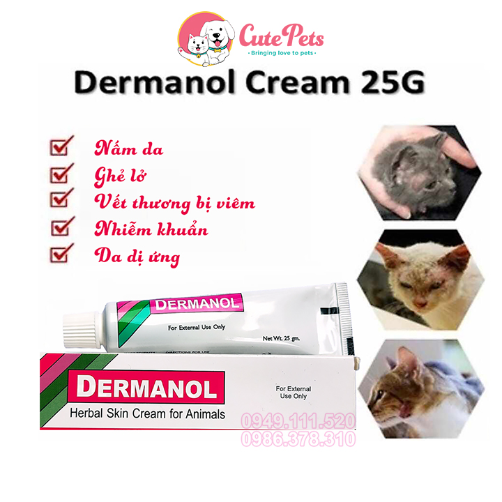 Kem bôi trị nấm, viêm da Dermanol Herbal Skin Cream 25g Cutepets - Pet ...