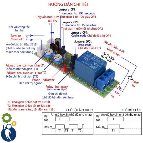 Module Relay Tạo Trễ 12V Theo Chu Kỳ Hoặc 1 Lần 0-15 phút Có Thể Điều ...