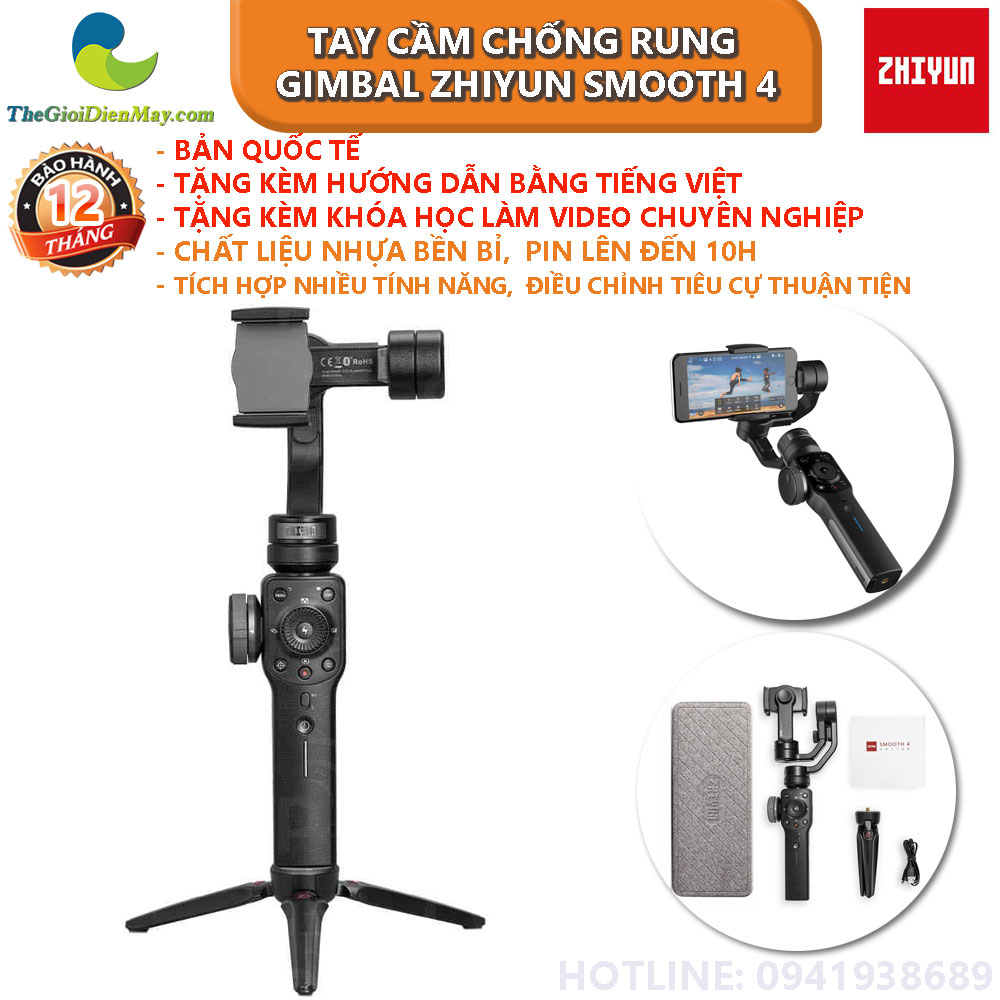 Tay cầm chống rung Gimbal Zhiyun Smooth 4 chống rung điện thoại Thế giới điện máy - đại lý phân ...