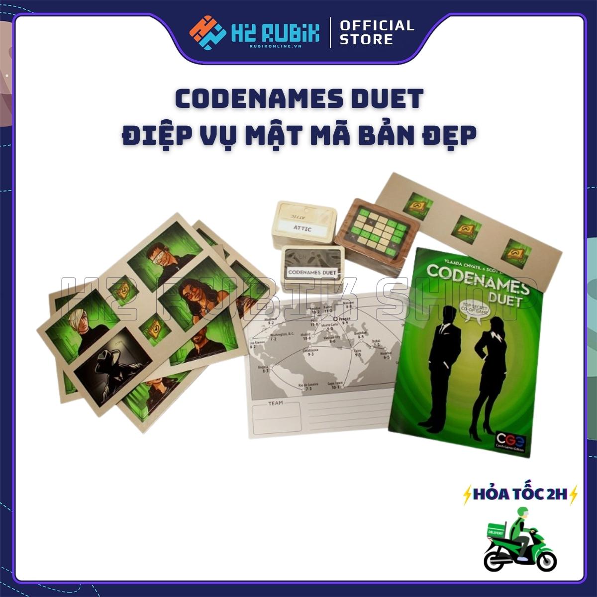 Codenames Duet Board Game Điệp Vụ Mật Mã Bản Đẹp Hộp Xanh Lá (Tiếng Anh US) H2 Rubik Shop