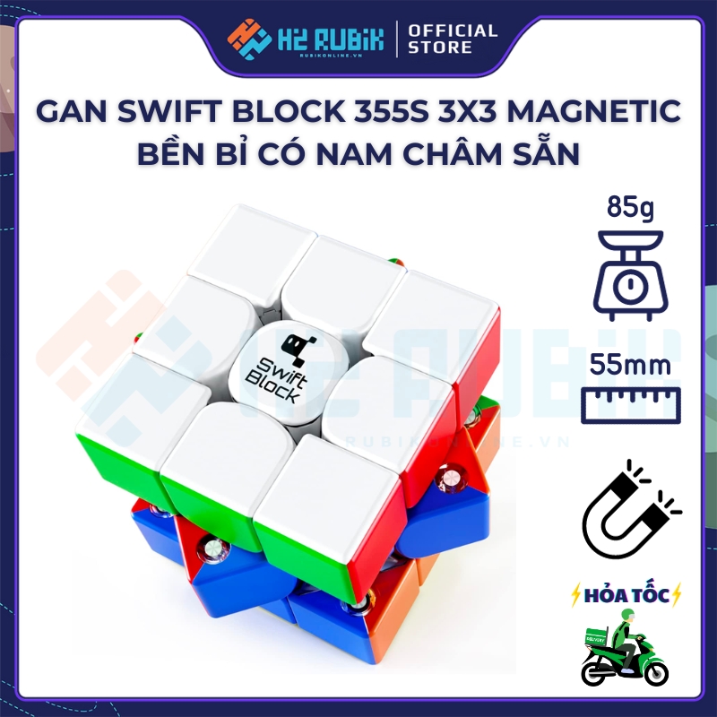 GAN Swift Block 355S 3x3 Magnetic Nam châm sẵn H2 Rubik Shop