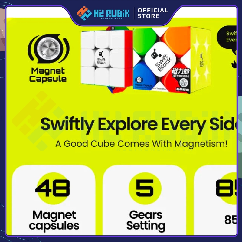 GAN Swift Block 355S 3x3 Magnetic Nam châm sẵn H2 Rubik Shop