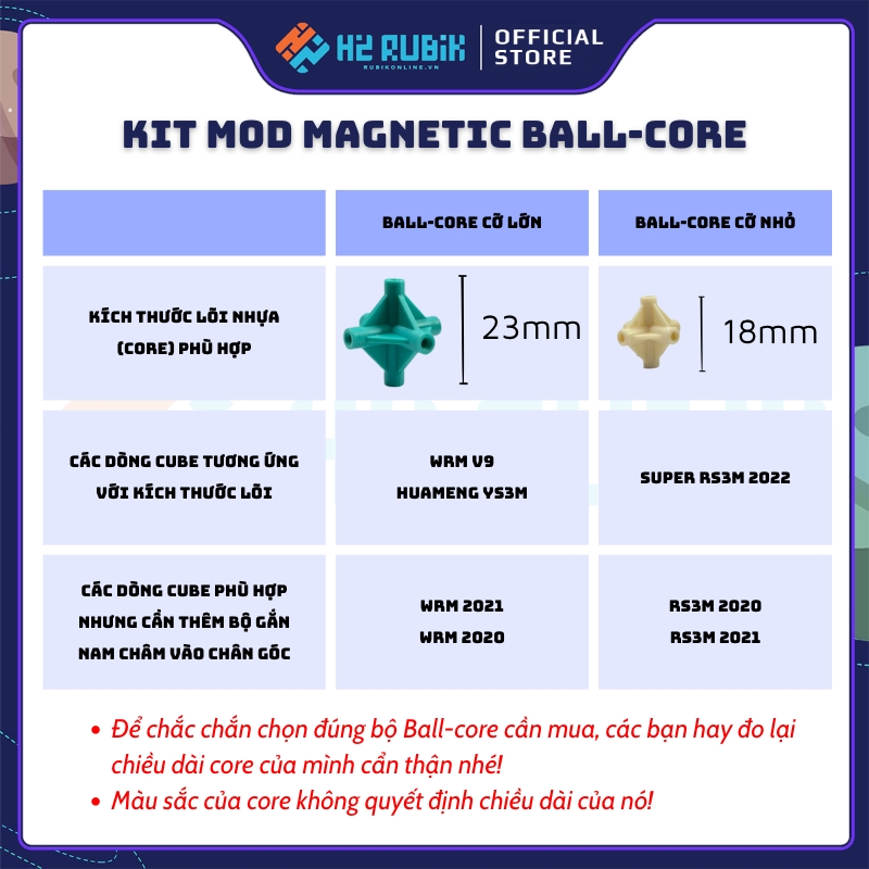 Bộ nam châm Ball-core Magnetic lắp cho Rubik H2 Rubik Shop