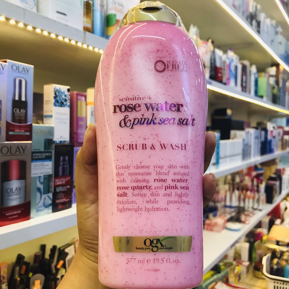 SỮA TẮM OGX TẨY DA CHẾT ROSE WATER& PINK SEA SALT BODY WASH MÀU HỒNG ...