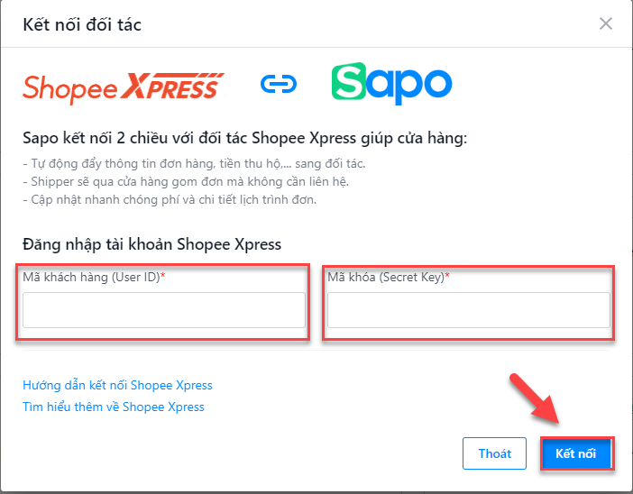 Kết nối vận chuyển Shopee Xpress