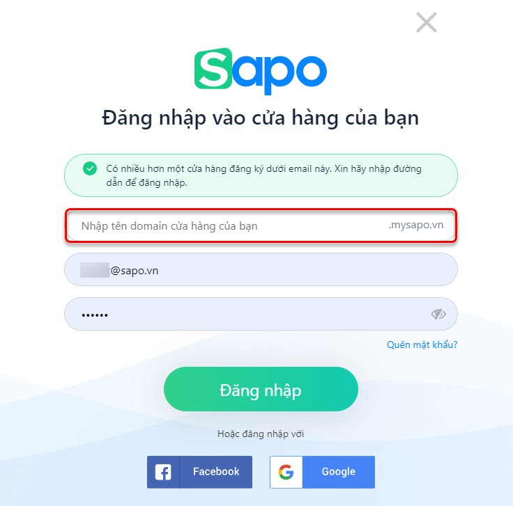 Hướng dẫn đăng nhập phần mềm Sapo