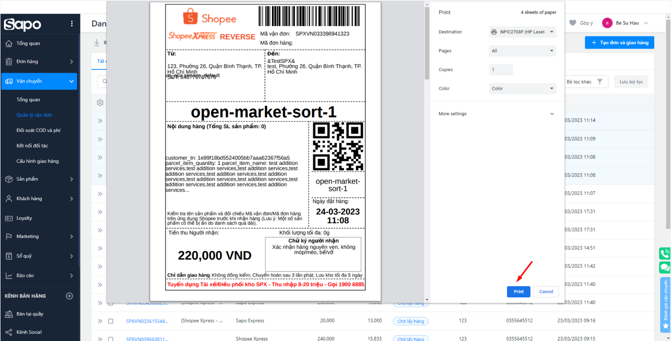 Kết nối vận chuyển Shopee Xpress