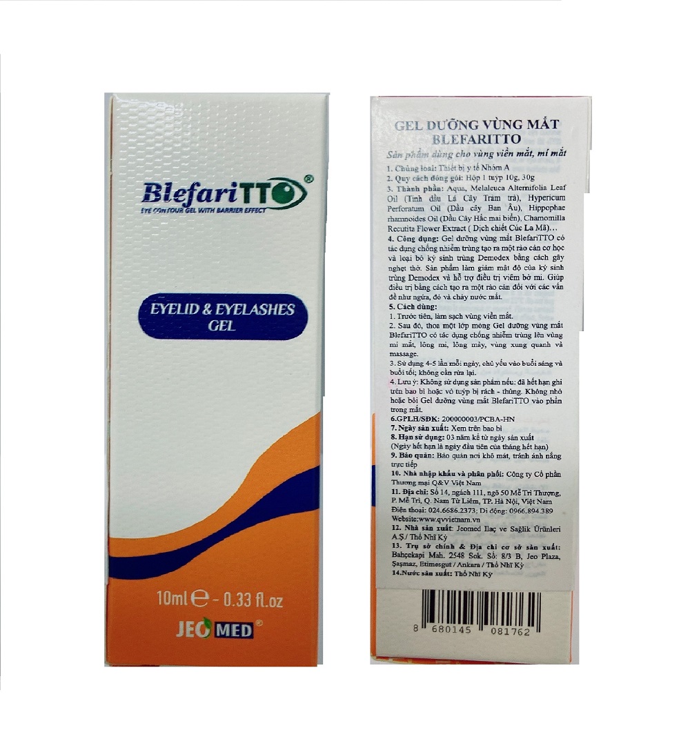 Blefari tto - Gel dưỡng vùng mắt có tác dụng chống nhiễm trùng, 10 gr ...