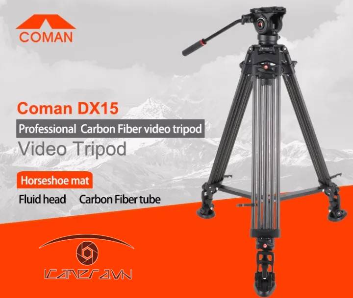 Chân máy quay Coman DX15 Carbon hỗ trợ quay phim chụp ảnh
