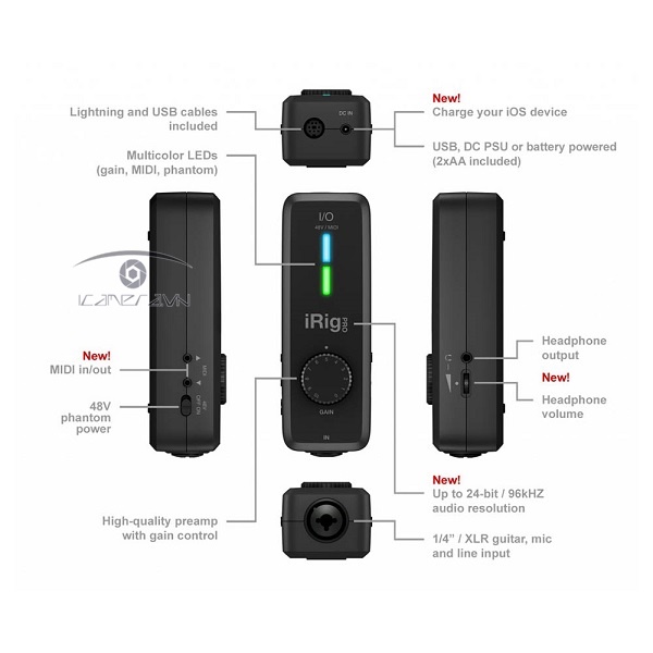 IK Multimedia iRig Pro I/O-Phụ kiện âm thanh hỗ trợ quay phim chụp anh