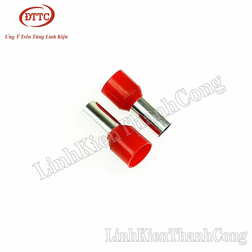 Đầu Cos Kim Tròn Bấm Dây Đơn E16-12 Đỏ (100 Chiếc)