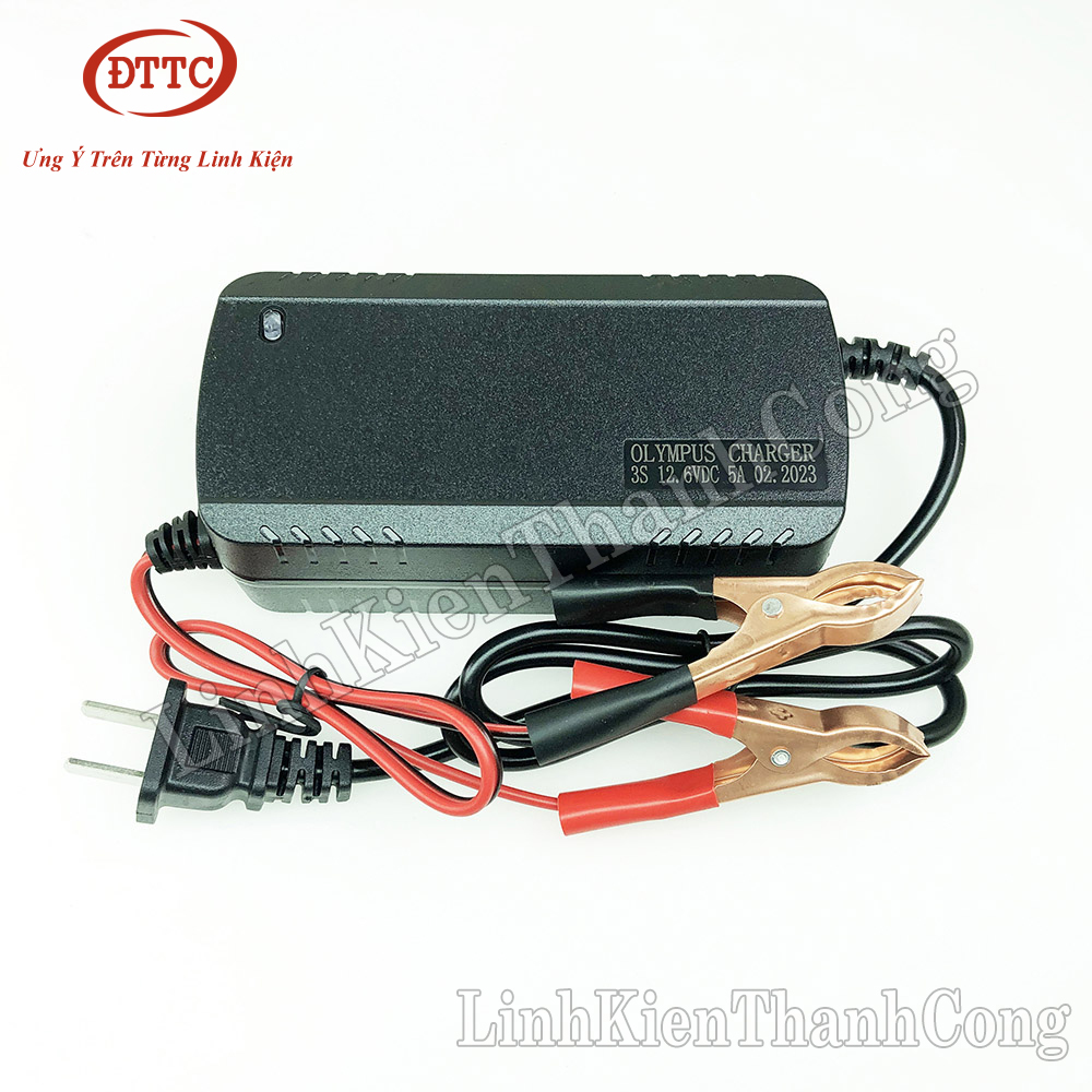 Bộ Sạc Pin OLYMPUS 3S 12.6V 5A Kẹp Đỏ Đen