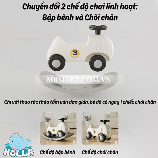 Đồ chơi bập bênh cho bé hình ô tô Holla 2in1 HL-10175